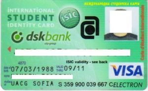 Bank Card: Dsk Bank Visa Electron Student UACG Sofia - 07/09 (DSK Bank ...