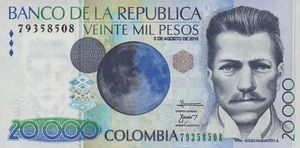 Banknote: 20,000 Pesos (Colombia(2001-2014 Issue) Wor:P-454v