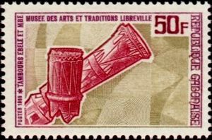 Stamp: Ebele and Mbe drums (Gabon(Musical Instruments of Gabon (1969 ...