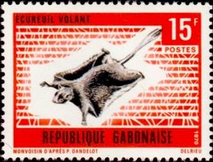 Stamp: Lord Derby's Scaly-tailed Squirrel (Anomalurus derbianus) (Gabon ...