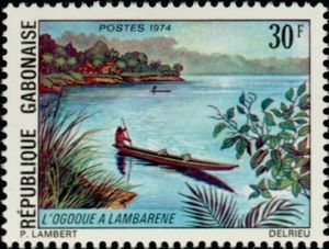 Stamp: Ogowe River at Lambarene (Gabon(Tourism 1974) Mi:GA 534,Sn:GA ...