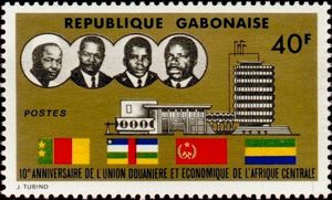 Stamp: Presidents and Flags of Cameroun, CAR, Gabon and Congo (Gabon ...