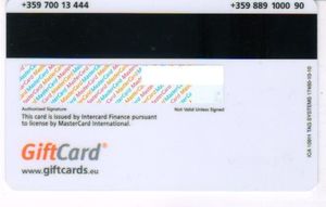 Gift Card: Gift Card (MasterCard, Bulgaria(Intercard Finance) Col:BG-MC ...