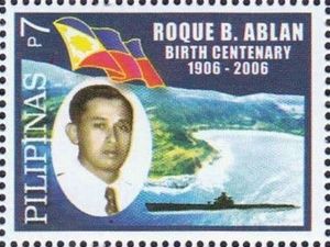 Stamp: Roque R. Ablan,flag and submarine (Philippines(100th Ann. of the ...