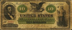 Banknote: 10 Dollars (United States of America) (1861 Demand notes ...