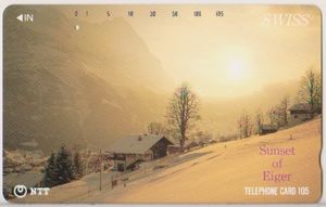 Phonecard: "Sunset of Eiger" (Snowy Landscape) (NTT, Japan(331 ...