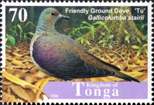 Stamp: Friendly Ground-Dove (Gallicolumba stairi) (Tonga(Birds 1998) Mi ...