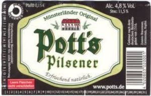 Drink Label: Pilsener (Potts Naturpark Brauerei, Germany, Federal ...