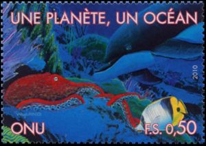 Stamp: Fauna and flora ocean (UNO Geneva(50th Anniversary Oceanographic ...