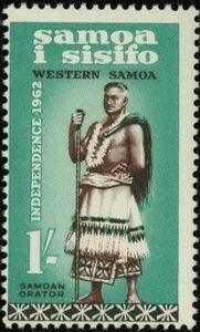 Stamp: Talking chief with fly whisk (Samoa(Definitives (1965)) Mi:WS ...