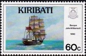Timbre: Barque “John Williams III”, 1890 (Kiribati(Nautical History) Mi ...