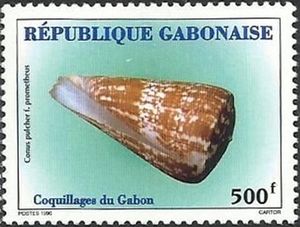 Stamp: Sea Snail (Conus pulcher f. prometheus) (Gabon(Shells 1996) Mi ...