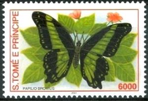 Stamp: Broad Green-Banded Swallowtail (Papilio bromius) (São Tomé and ...