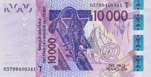 Banknote: 10,000 Francs CFA (West African States) (T for Togo) Wor:P-818 Tc