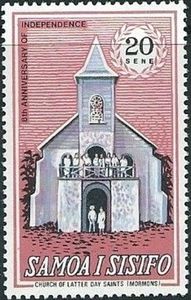 Stamp: Mormon Church (Samoa(The 8th Anniversary of Independence) Mi:WS ...