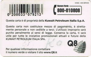 Functional Card: Q8 (Filling Stations, Italy(Q8) Col:IT-FUEL-Q8-001