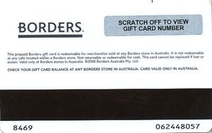 Gift Card: Borders (Borders, Australia(Borders) Col:AU-Borders-022b