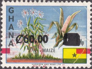 Stamp: Maize - Zea mays (surcharged) (Ghana(Surcharges (1988-1990)) Mi ...