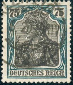 Stamp: Germania with the imperial crown, hatched background (German ...