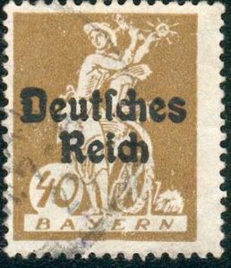 Stamp: Stamps of Bavaria overprinted Deutsches Reich (German Realm ...