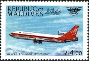 Stamp: Lockheed Tri Star (Maldives) (40th Anniv., International Civil ...