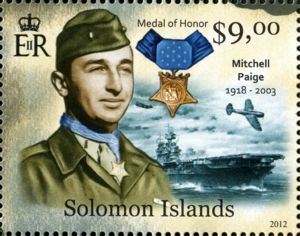 Stamp: Mitchell Paige (Solomon Islands(70th Anniversary of the WWII ...