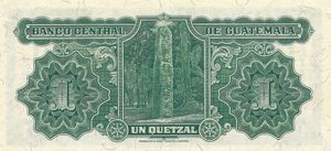 Banknote: 1 Quetzal (Guatemala(1933-1945 "Printer W&S" Issue) Wor:P-14a.1