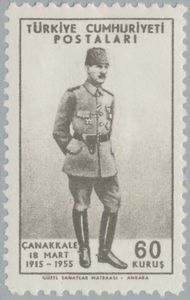 Stamp: Ataturk in uniform (Türkiye (Turkey)(40th Anniversary of Battle ...