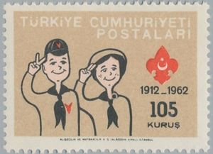 Stamp: Scouts Saluting (Türkiye (Turkey)(Turkish Boy Scouts, 50th ...