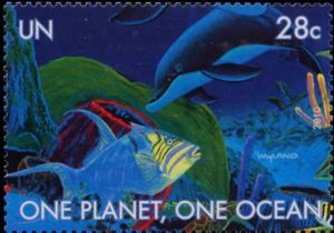 Stamp: One planet one ocean (UNO New York(One planet one ocean) Mi:NT ...