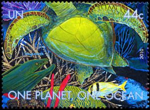 Stamp: One planet one ocean (UNO New York(One planet one ocean) Mi:NT ...