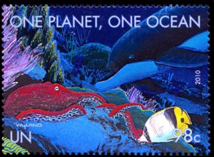 Stamp: One planet one ocean (UNO New York(One planet one ocean) Mi:NT ...