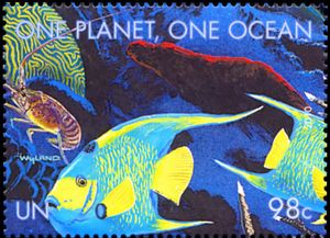 Stamp: One planet one ocean (UNO New York(One planet one ocean) Mi:NT ...