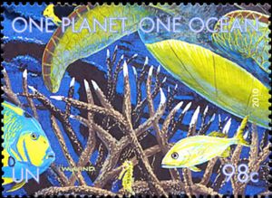 Stamp: One planet one ocean (UNO New York(One planet one ocean) Mi:NT ...