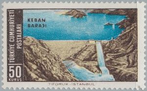 Stamp: Keban dam (Türkiye (Turkey)(Keban dam 2v) Mi:TR 2008,Sn:TR 1708 ...