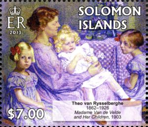 Stamp: Madame van de Velde and her Children (1903) (Solomon Islands ...