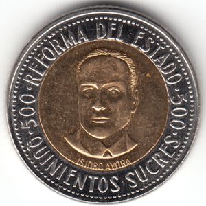 Moneda: 500 Sucres (State Reform) (Ecuador) (1932~2000 - Sucre) WCC:km97