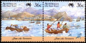 Stamp: First fleet at Teneriffe (Australia(Bicentenary of Australian ...