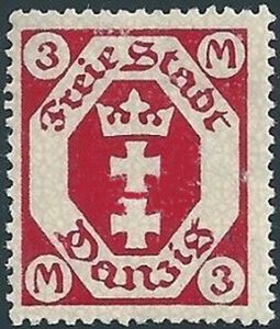 Stamp: The coat of arms of Danzig in an octagonal frame (Free City of ...