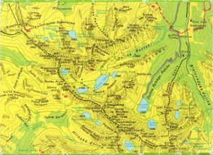 Postcard: Map of the Tatra National Park (Poland(_ mountains Tatry) Col ...