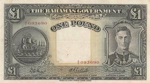 Billete de Banco: 1 Pound (Bahamas(1936 Currency Note Act) Wor:P-11d
