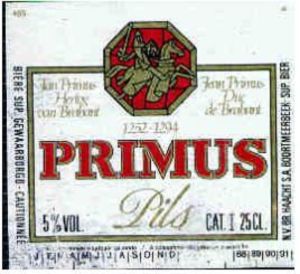 Drink Label: Primus Pils (Haacht, Belgium) Col:BE-BEER-001308