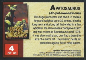 Game Card: Apatosaurus (Escape of the Dinosaurs) (Escape of the ...