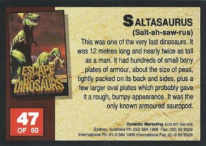 Game Card: Saltasaurus (Escape of the Dinosaurs) (Escape of the ...