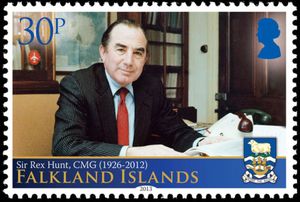 Briefmarke: Sir Rex Hunt (Falklandinseln) (Anniversary of the Death of ...