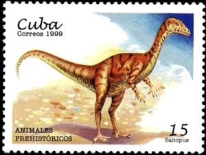 Stamp: Saltopus (Cuba(Dinosaurs) Mi:CU 4186,Sn:CU 3989,Yt:CU 3781,Sg:CU ...