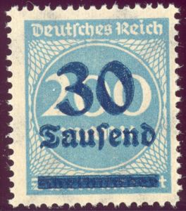 Stamp: Surcharge - 30T on 200m (numbers) (German Realm(Inflation Series ...