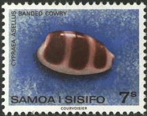 Stamp: Banded Cowrie (Cypraea asellus) (Samoa(Cowrie Shells) Mi:WS 385 ...