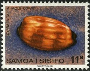Stamp: Mole Cowry (Capraea talpa) (Samoa(Cowrie Shells) Mi:WS 387,Sn:WS ...