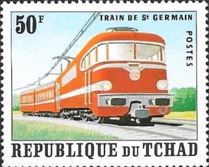 Stamp: French Local Train of St Germain (Chad(Railways) Mi:TD 544A,Sn ...